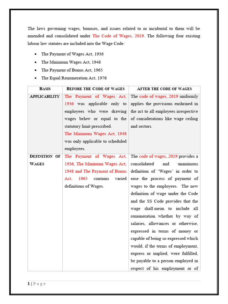 Reforms in Code of Wages, 2019 | PDF | Wage | Employment