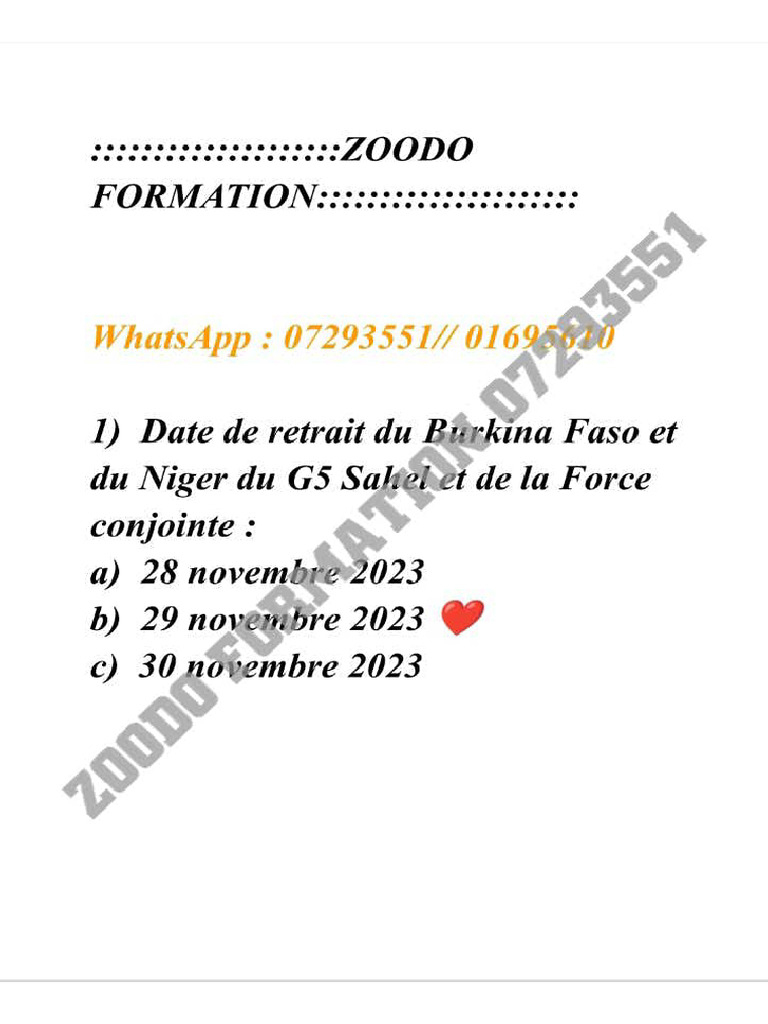 ZOODO FORMATION (Correction N°188????) | PDF