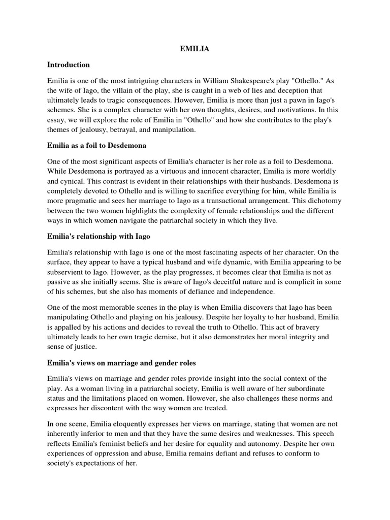 EMILIA | PDF | Iago | Othello