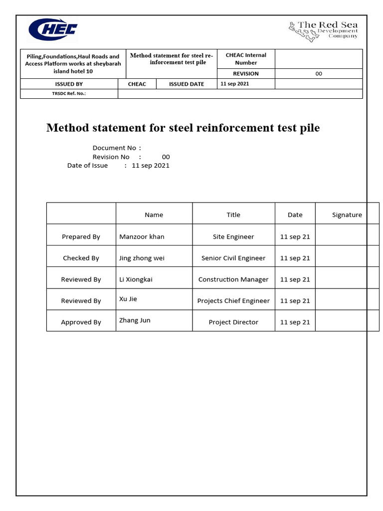 Steel Rienforcement Test Pile | PDF | Deep Foundation | Concrete