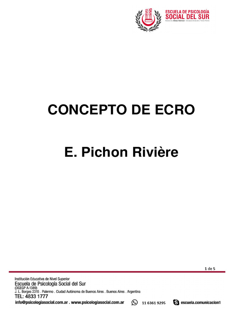 Pichon RiviÃ Re, E. - Concepto de ECRO | PDF | Sicología | Aprendizaje