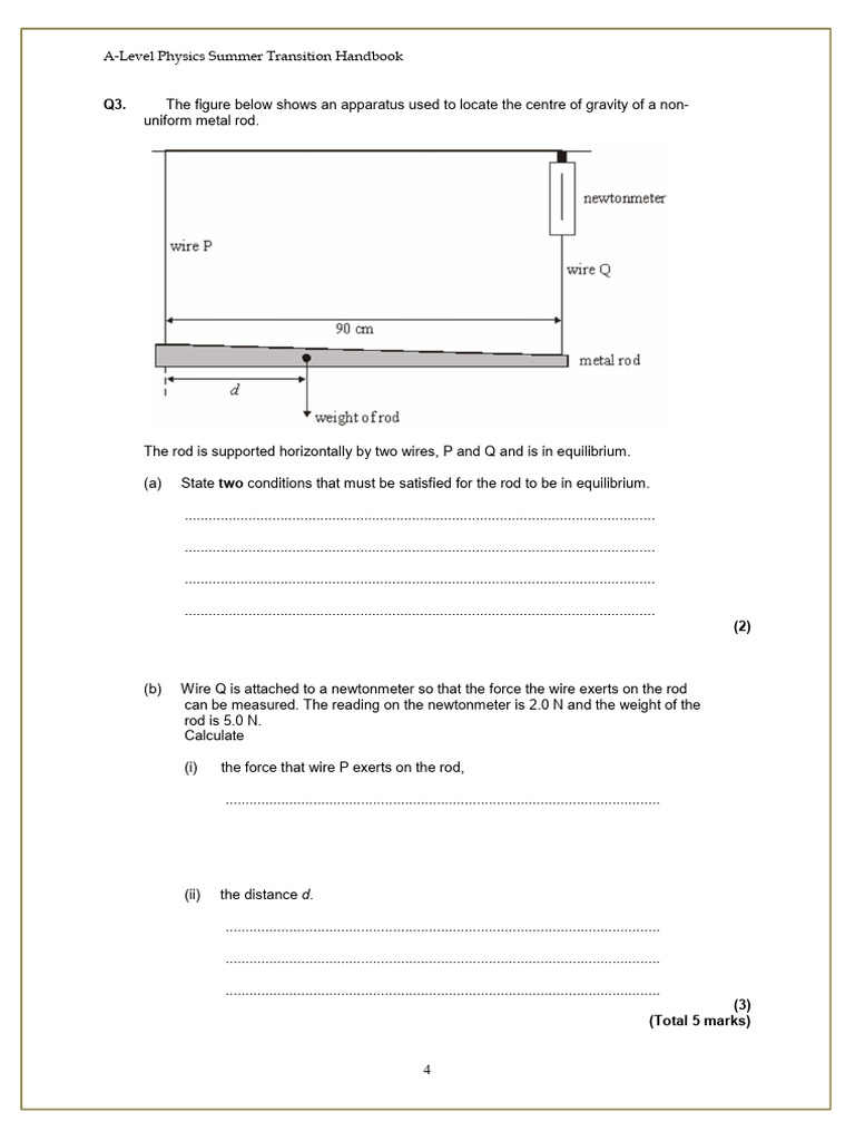 Y11 To Y12 Physics Questions To Practise | PDF | Force | Tension (Physics)