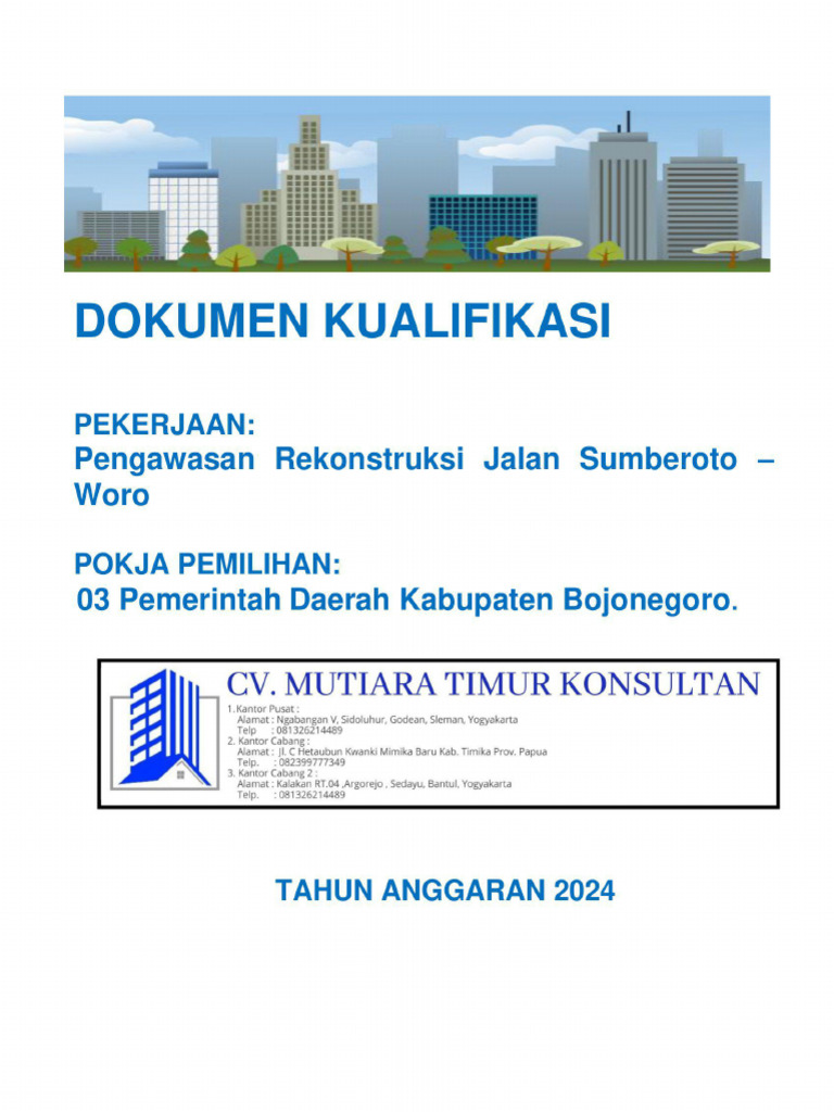 Dok. Kualifikasi Pengawasan Rekonstruksi Jalan Sumberoto - Woro | PDF