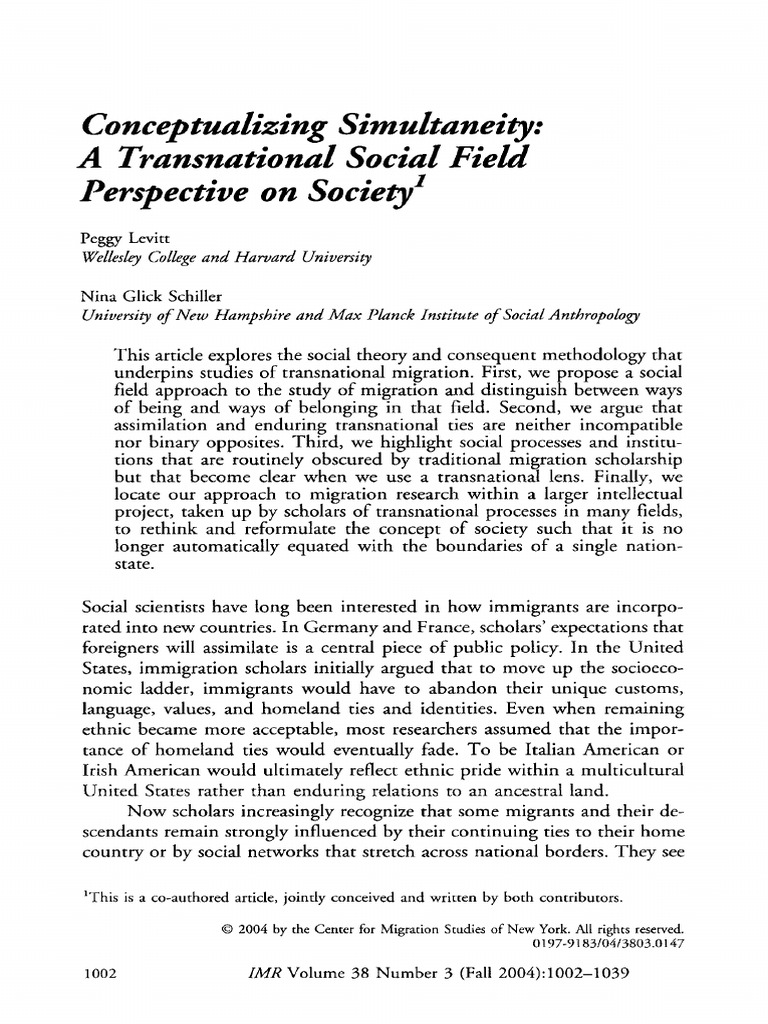 Conceptualizing Simultaneity A Transnati | PDF | Human Migration | Immigration