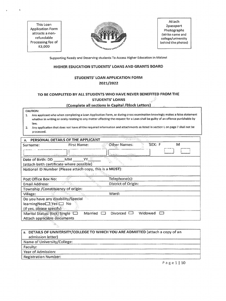 2021 2022 Loan Application Form Never Benefited Before | PDF