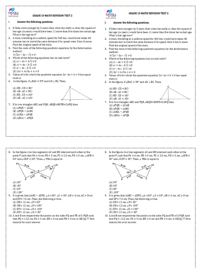 g10 Rev Test 2 | PDF | Speed | Mathematical Objects