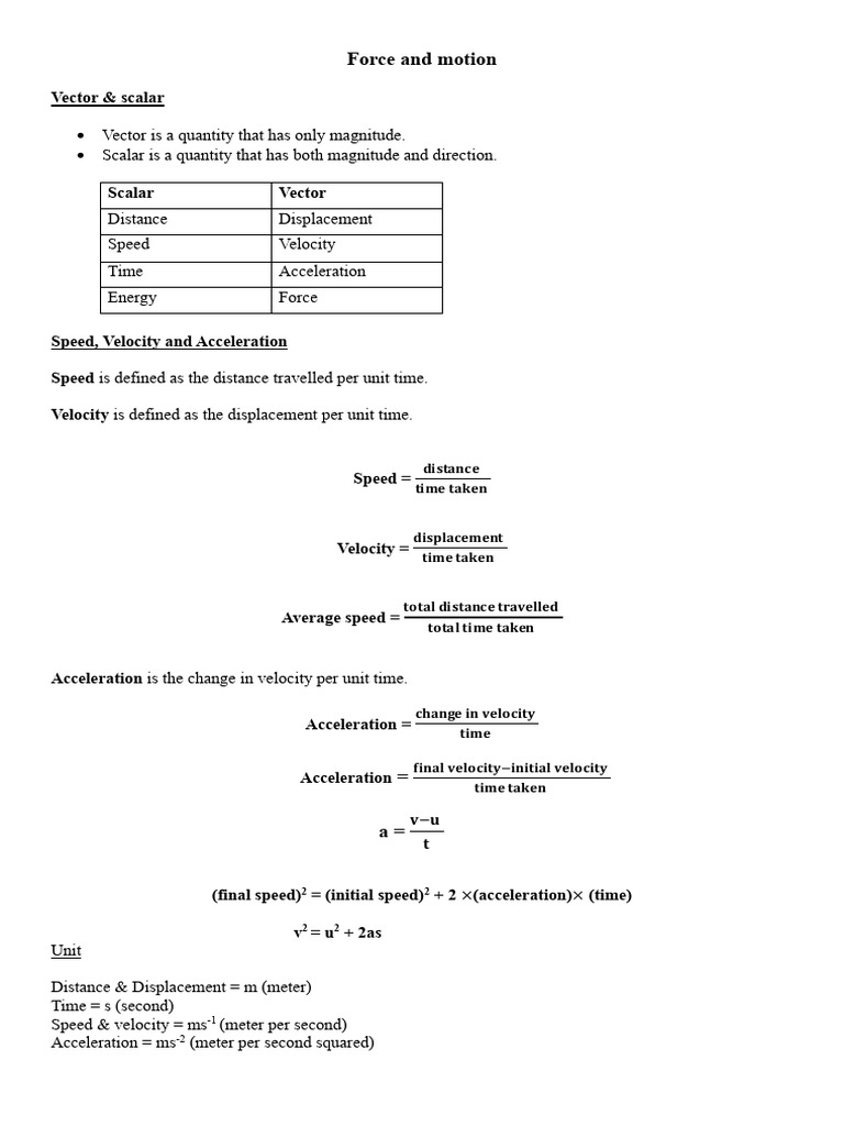 Force and motion | PDF | Force | Acceleration
