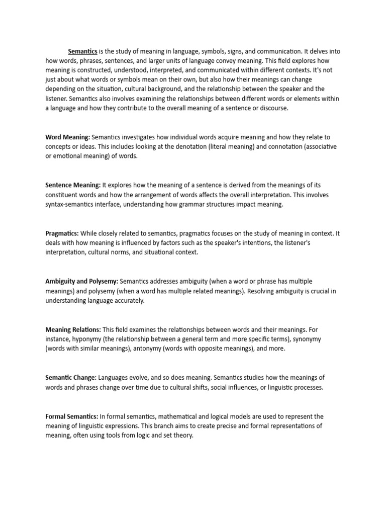 Semantics | PDF | Semantics | Linguistics