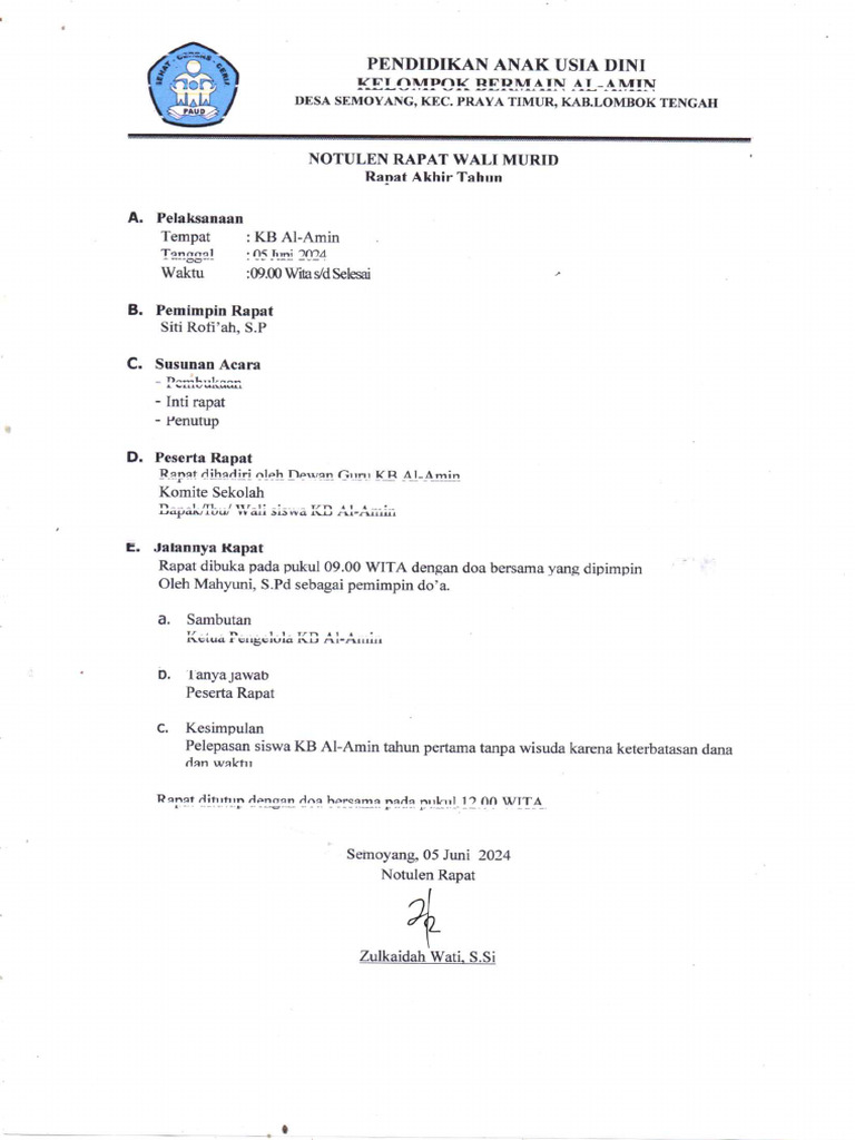 Notulensi Rapat | PDF