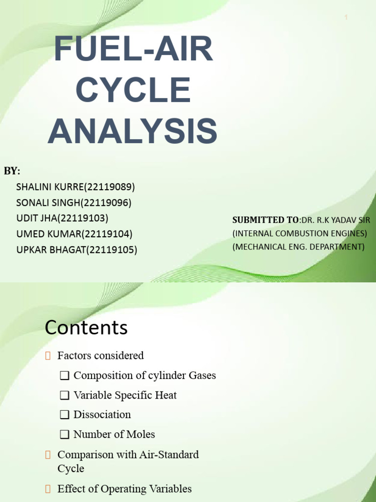 Fuel Air Cycle & Their Analysis | PDF | Combustion | Internal ...