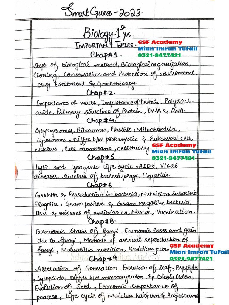 1st Year Biology | PDF