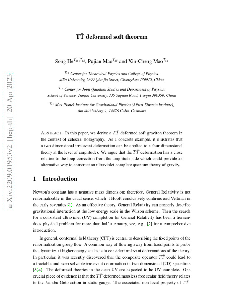 Tt Deformed Soft Theorem Download Free Pdf General Relativity String Theory