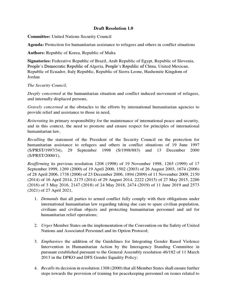 Draft Resolution 1 D3 Pdf Peacekeeping United Nations