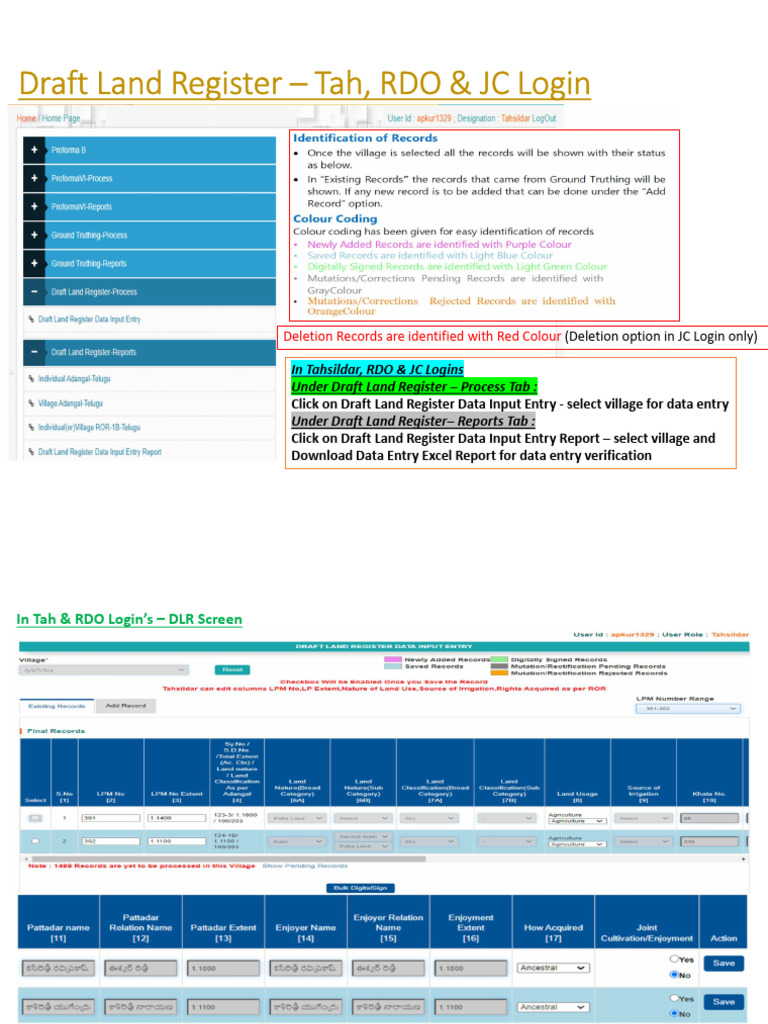 Land Register Logins: Tah, RDO, JC | PDF | Software | Computing