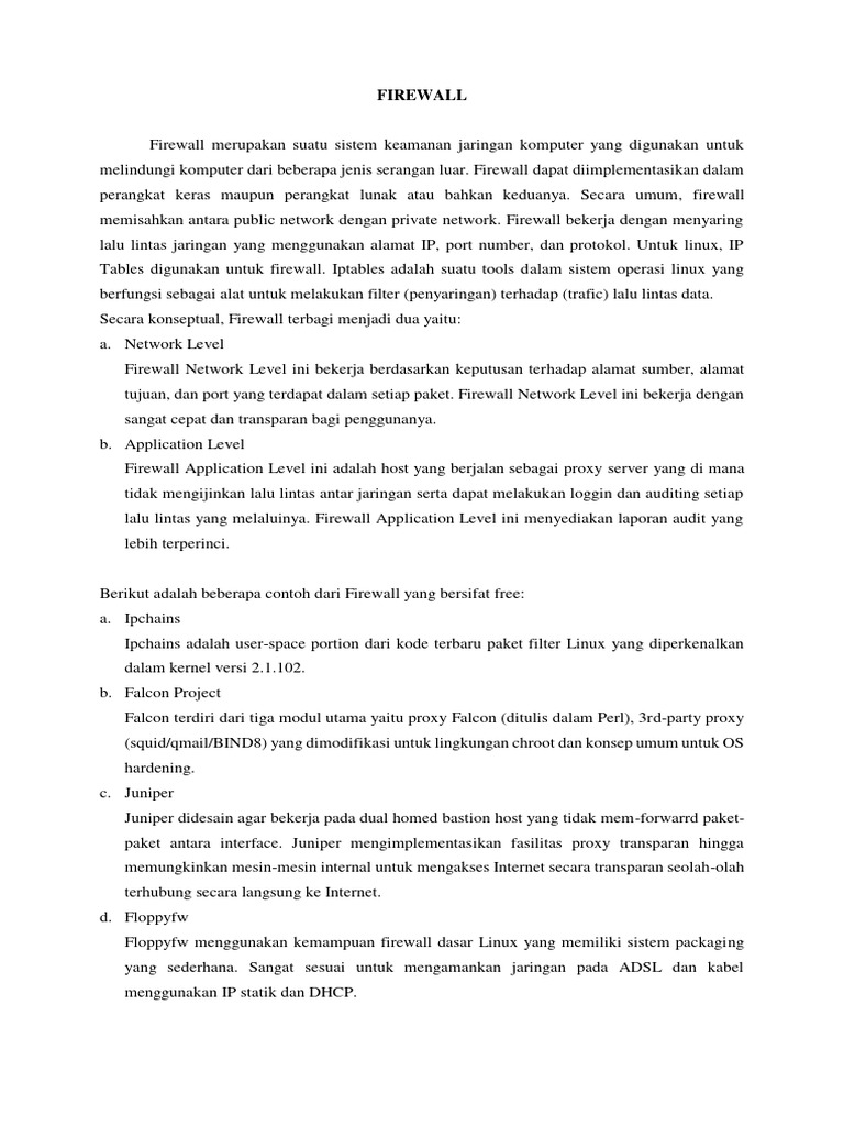 Contoh Firewall dan Fungsinya | PDF