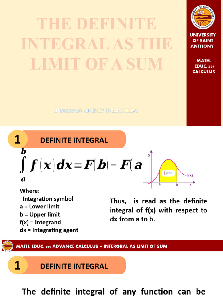 Limit of Sum.pptxAmelyn a.209 | PDF | Integral | Summation
