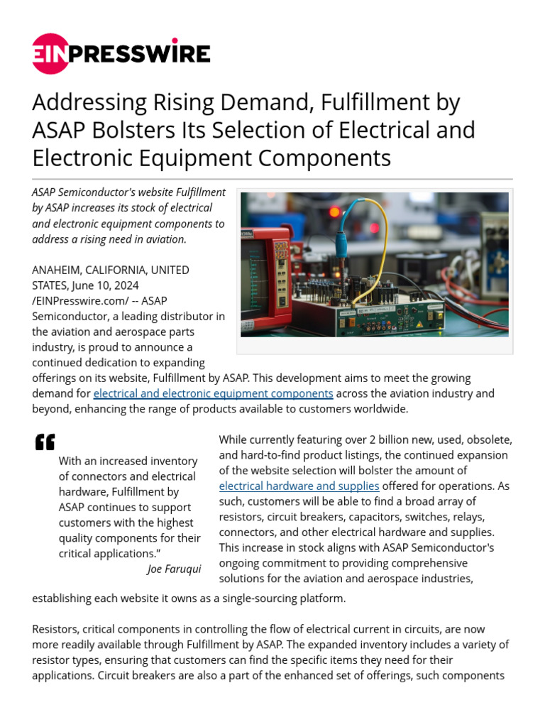 EINPresswire 718740469 Addressing Rising Demand Fulfillment by Asap Bolsters Its Selection of ...