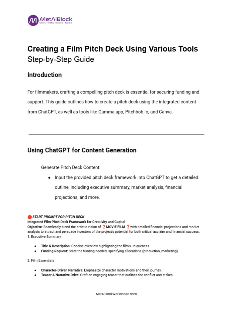 AI-Filmmaking-Workshop - Pitch Deck | PDF | Narrative | Filmmaking