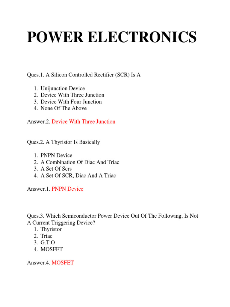 Power Electronics Mcqs | PDF | Bipolar Junction Transistor | Rectifier