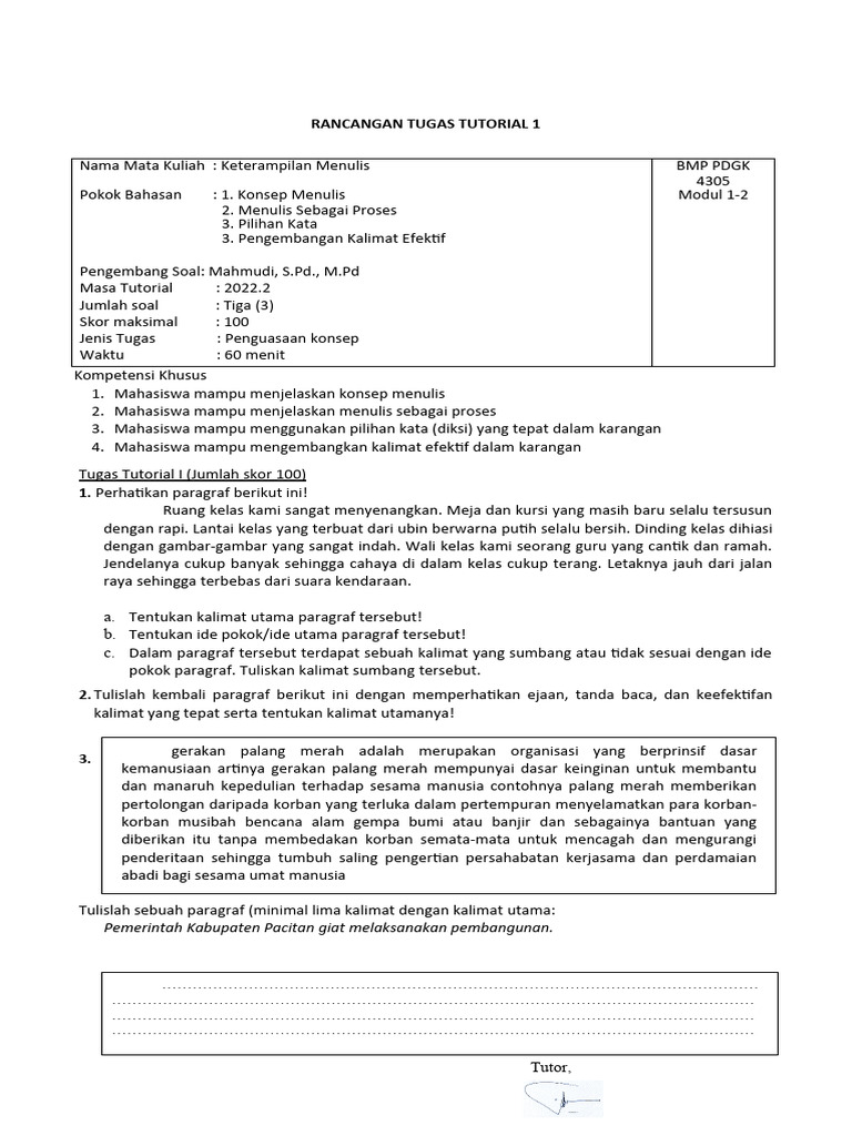 Rancangan Tugas Tutorial I | PDF