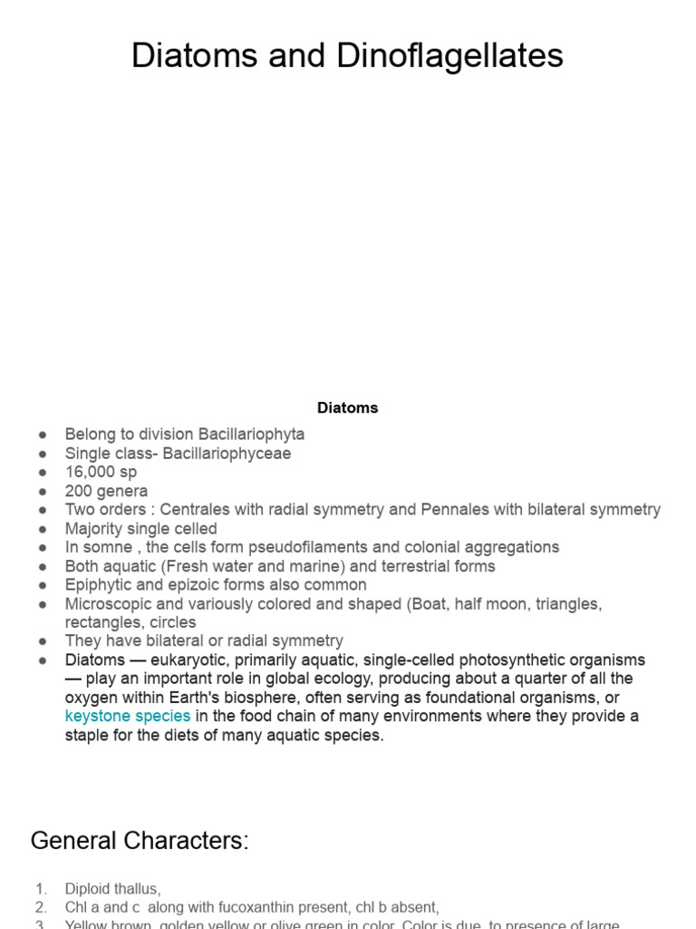 Diatoms and Dinoflagellates | PDF | Biology