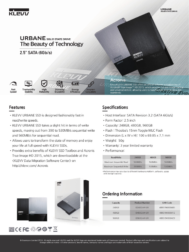 Product Sheet SSD Urbane | PDF