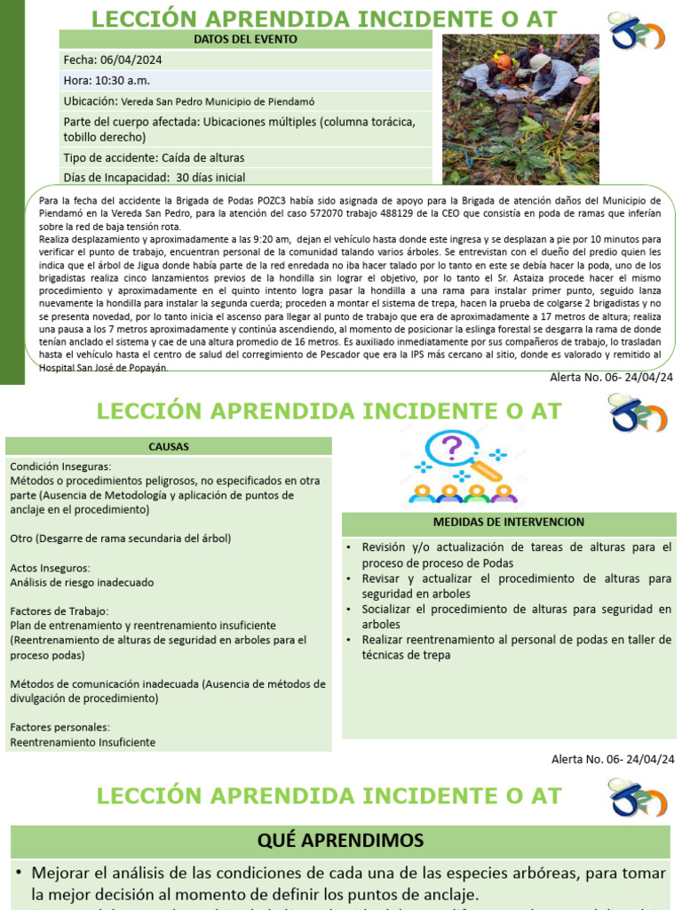 Lecciones Aprendidas Abril - 2024 | PDF