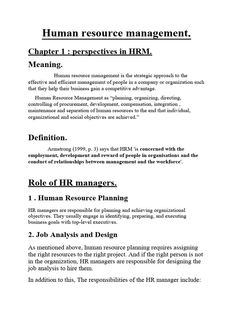 HRM-full Notes | PDF | Human Resource Management | Recruitment