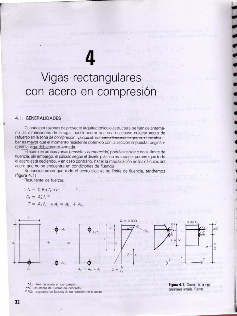 4 Vigas Rectangulares Con Acero en Compresion | PDF