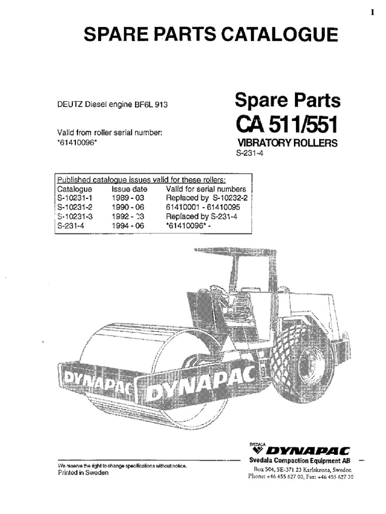 Manual de Partes CA511D DYNAPAC | PDF