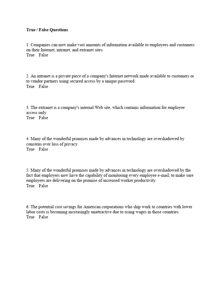Workplace Technology and Ethics Quiz | PDF | Employment | Business