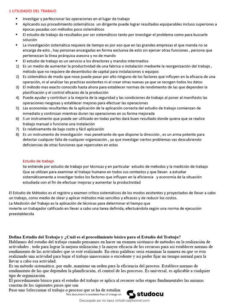 Resumen Estudio de Trabajo | PDF | Business | Hora
