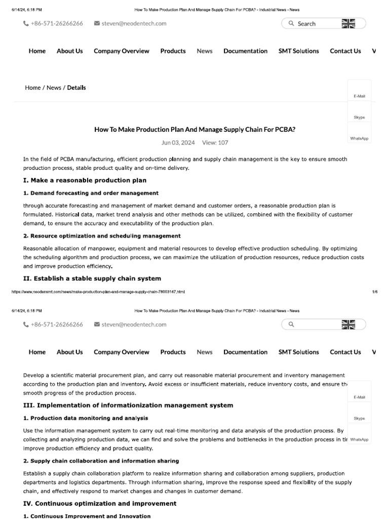 How To Make Production Plan and Manage Supply Chain For PCBA | PDF
