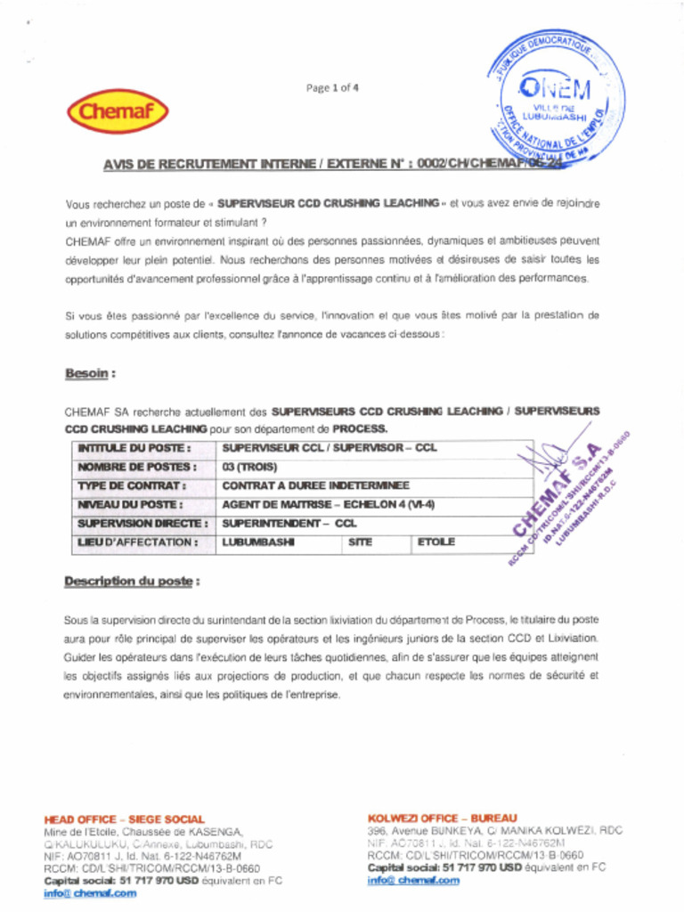 Supervisor CCL Offer | PDF