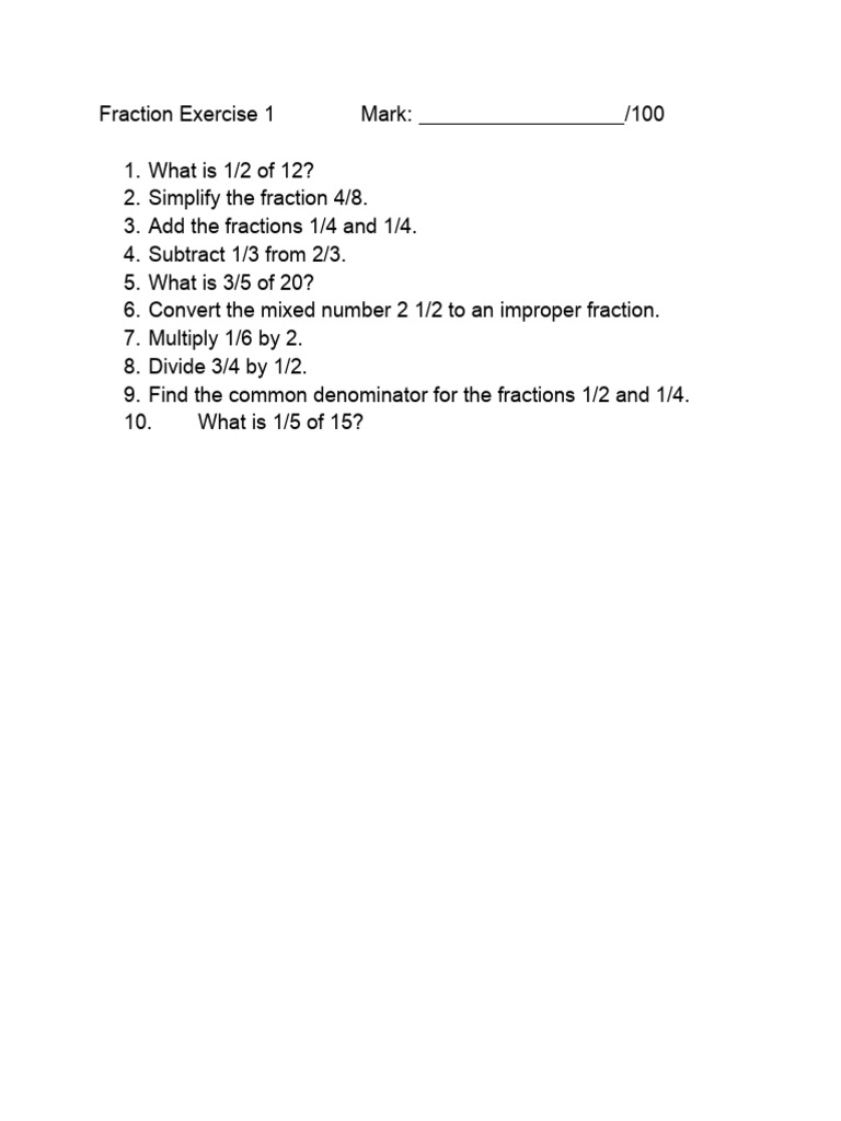 Math Fraction Exercise 3 | PDF