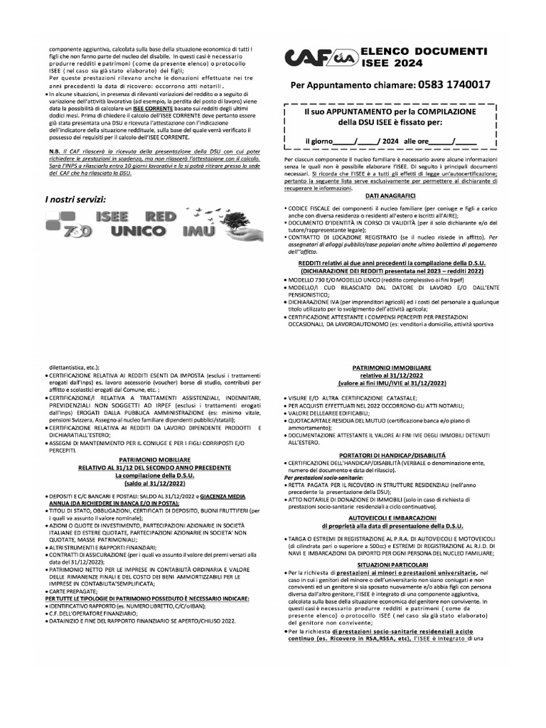 Lista Documenti Isee | PDF