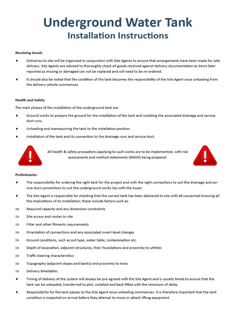 Underground_Water_Tank_-_Installation_Guide | PDF | Tanks | Water