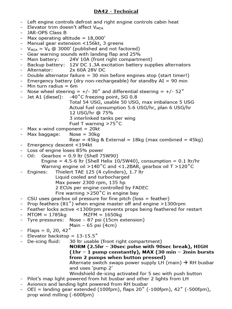 DA42 Notes | Download Free PDF | Aviation Safety | Aviation DA42 Notes | Download Free PDF | Aviation Safety | Aviation