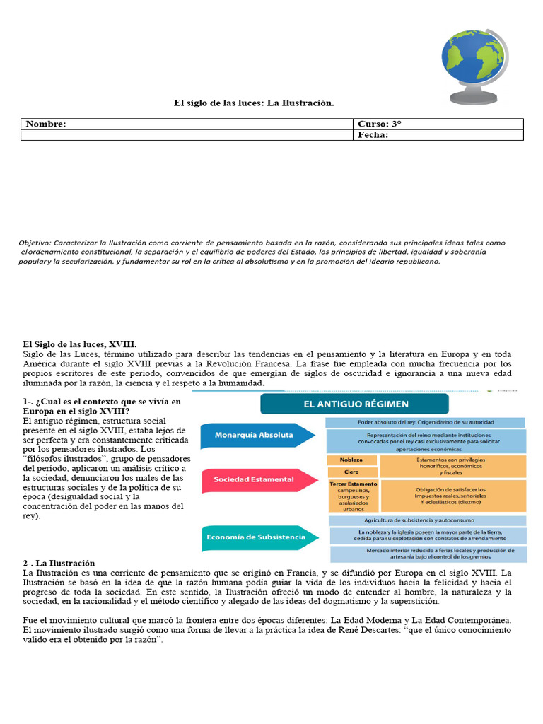 Historia 8° Basico Guia N°13 Anggy Vidal. | PDF | Era de iluminacion | Razón