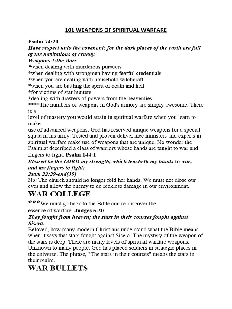 101 Weapons of Spiritual Warfare Guide | PDF | Spiritual Warfare | Spear