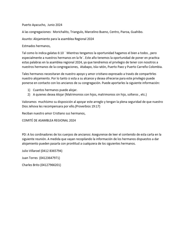 Carta de Alojamiento AR 2024 - 094641 | PDF