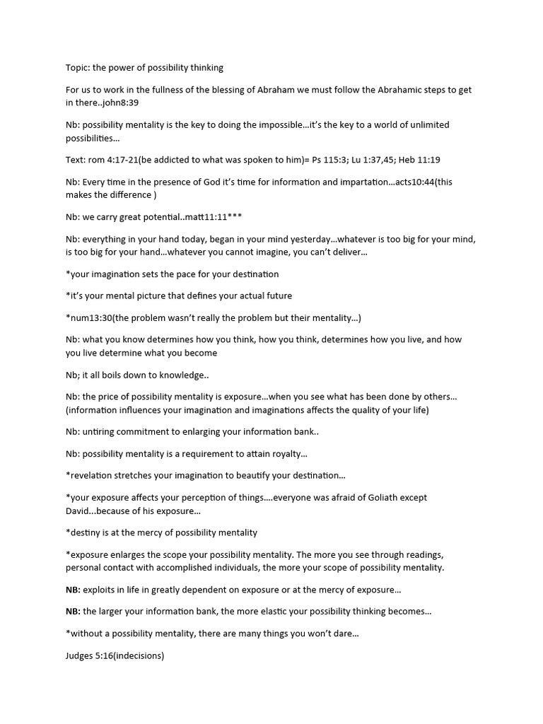 Power of Possibility Thinking | PDF | Philosophy | Self-Improvement