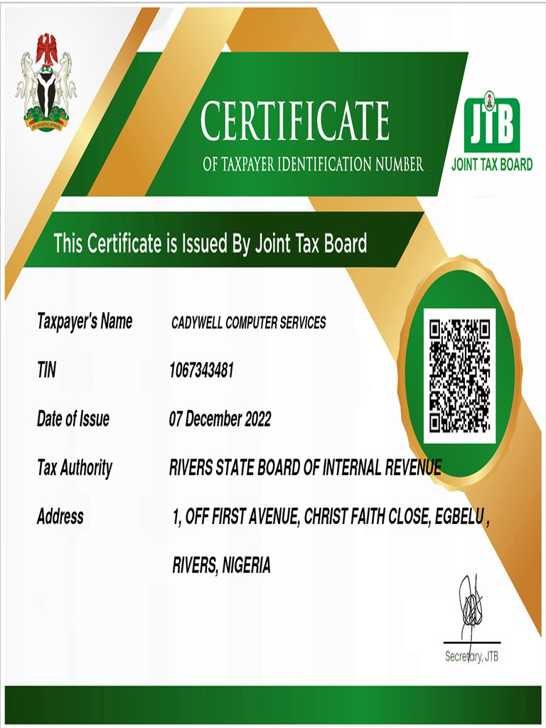 Tin Cert | PDF