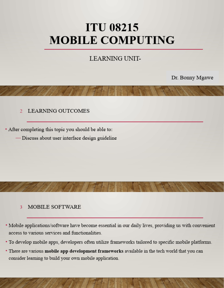 Mobile Computing Lectures 3 - ITU08215 - 034502 | PDF | Mobile App | User Interface