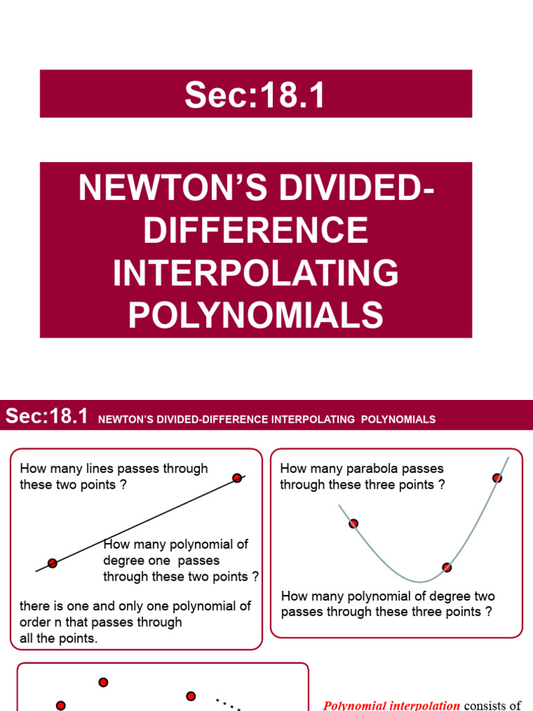 18.1 - Newton's Divided-Difference Interpolating | PDF | Interpolation | Polynomial