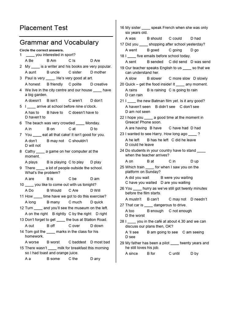 Placement Test | PDF