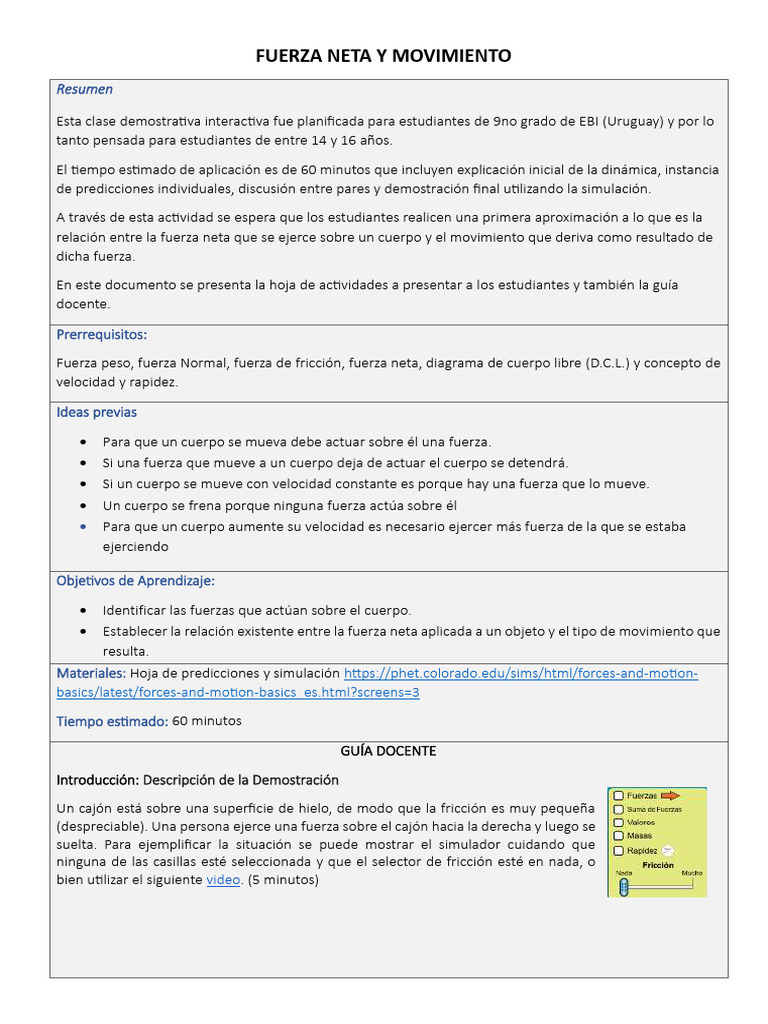 CDI Fuerza Neta y Movimiento | PDF | Fuerza | Velocidad
