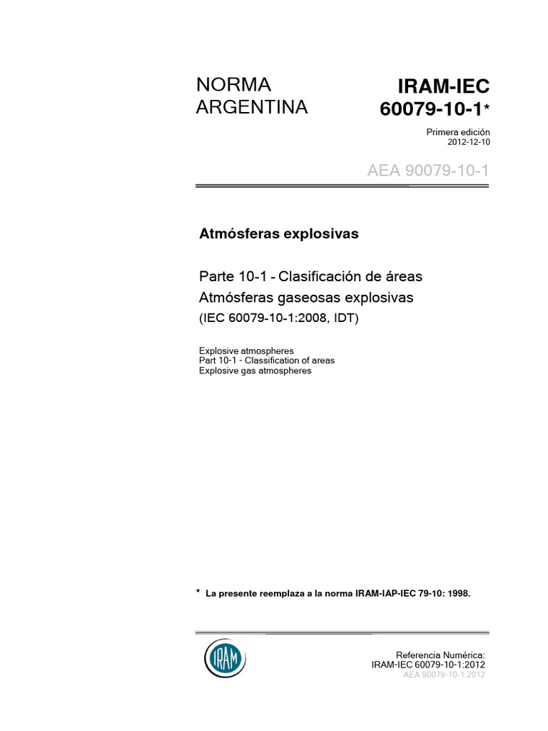 Iram-Iec 60079-10-1 | PDF | Vapor | Gases