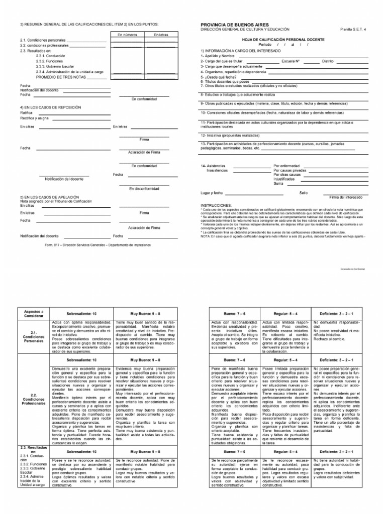 Formulario SET4 Calificacion | PDF