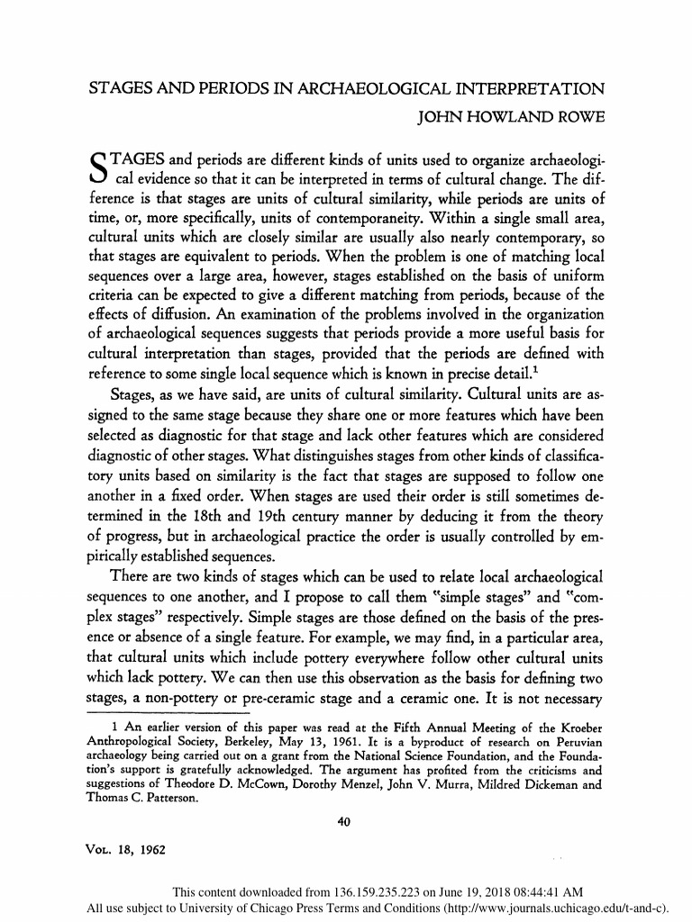 Rowe, John - Stages and Periods in Archaeological Interpretation - 1962 ...